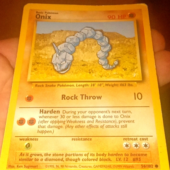Other | Pokemon Rare Onix 1995 Almost Mint Condition | Poshmark